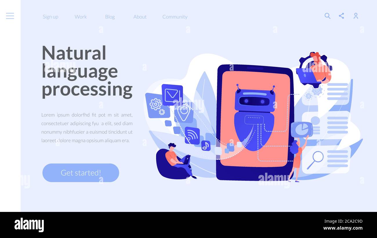 Natural language processing concept landing page Stock Vector Image ...