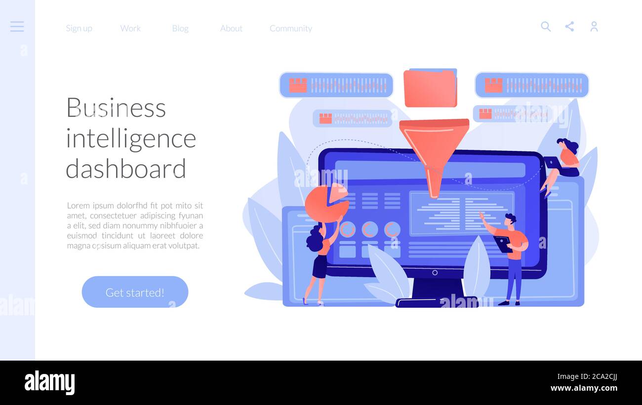 Business intelligence dashboard concept landing page Stock Vector Image ...