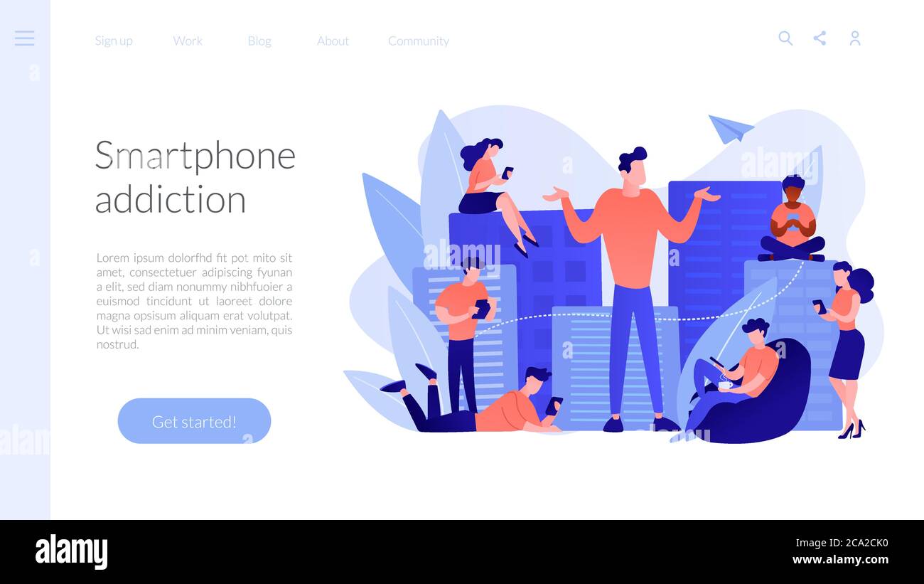 Smartphone addiction concept landing page Stock Vector Image & Art - Alamy