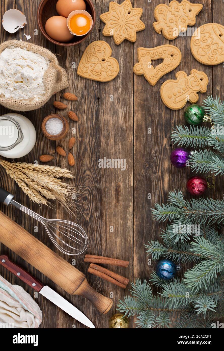 christmas baking background culinary background with spices and ...