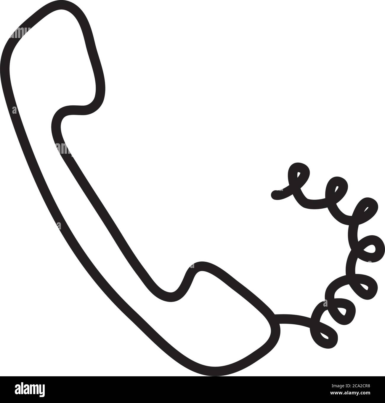 phone with cord icon over white background, line style, vector ...