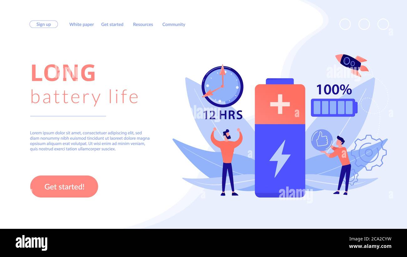Battery runtime concept landing page Stock Vector Image & Art - Alamy