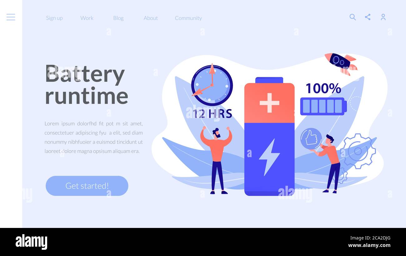 Battery runtime concept landing page Stock Vector Image & Art - Alamy