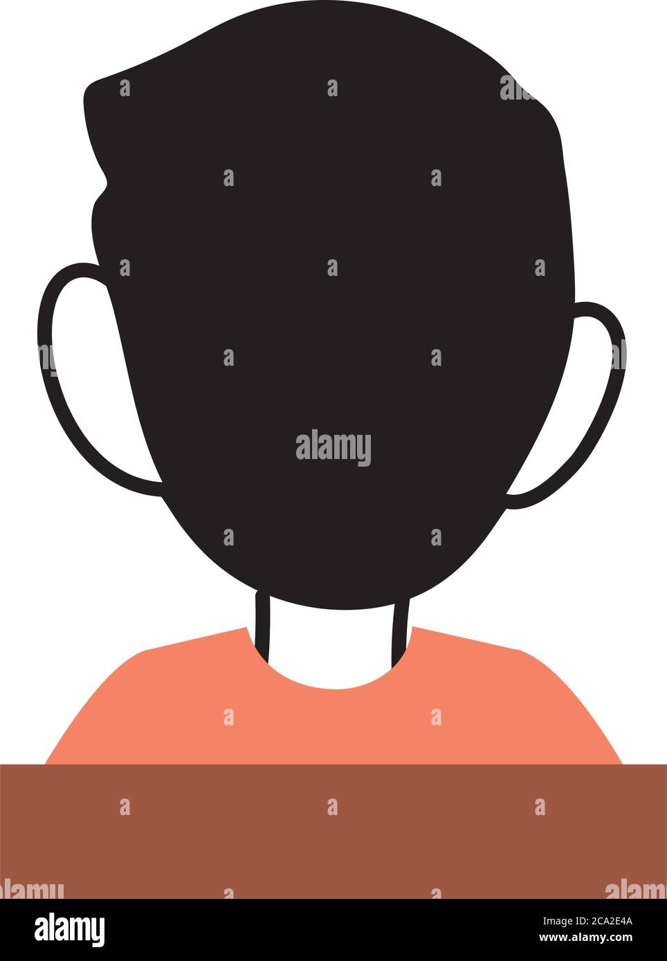 cartoon boy head from behind vector illustration design Stock Vector ...