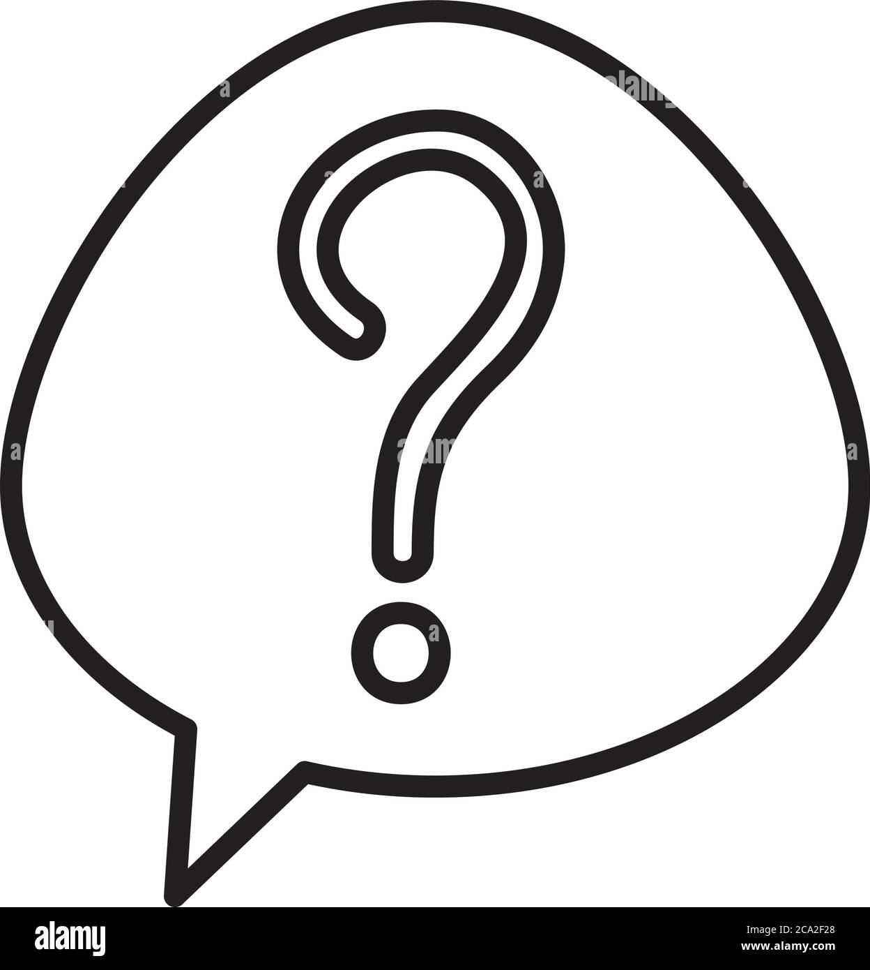 speech bubble with question mark symbol over white background, line ...