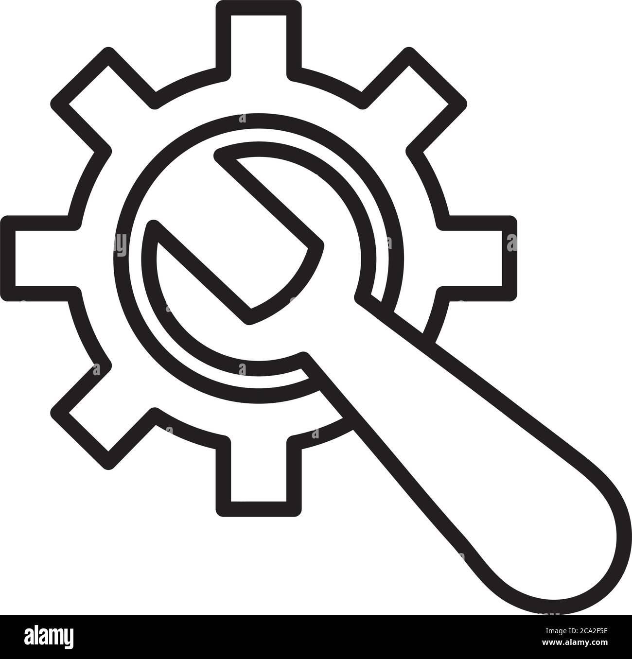 technical service concept, wrench and gear wheel icon over white ...