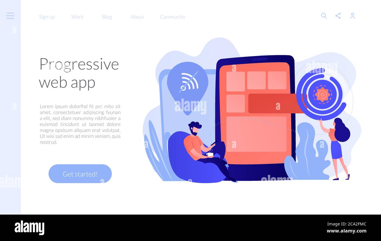 Progressive web app concept landing page Stock Vector Image & Art - Alamy