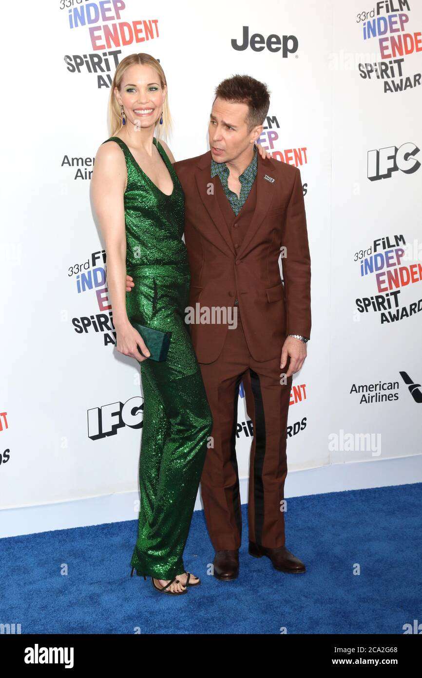 LOS ANGELES - MAR 3: Leslie Bibb, Sam Rockwell at the 2018 Film ...