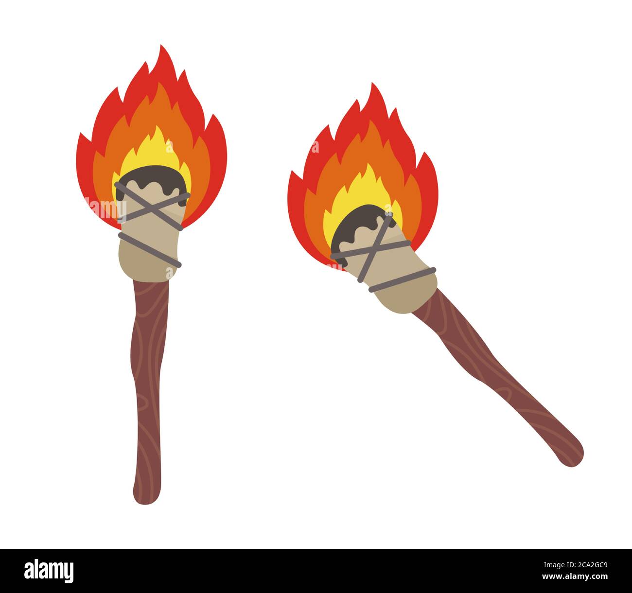 old homemade torch on a white background. flat vector illustration ...
