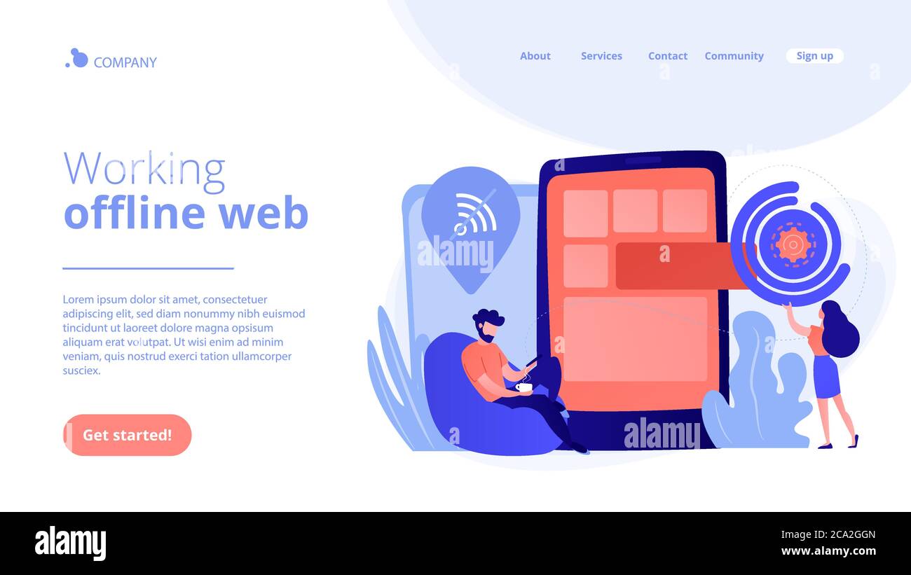 Progressive web app concept landing page Stock Vector Image & Art - Alamy