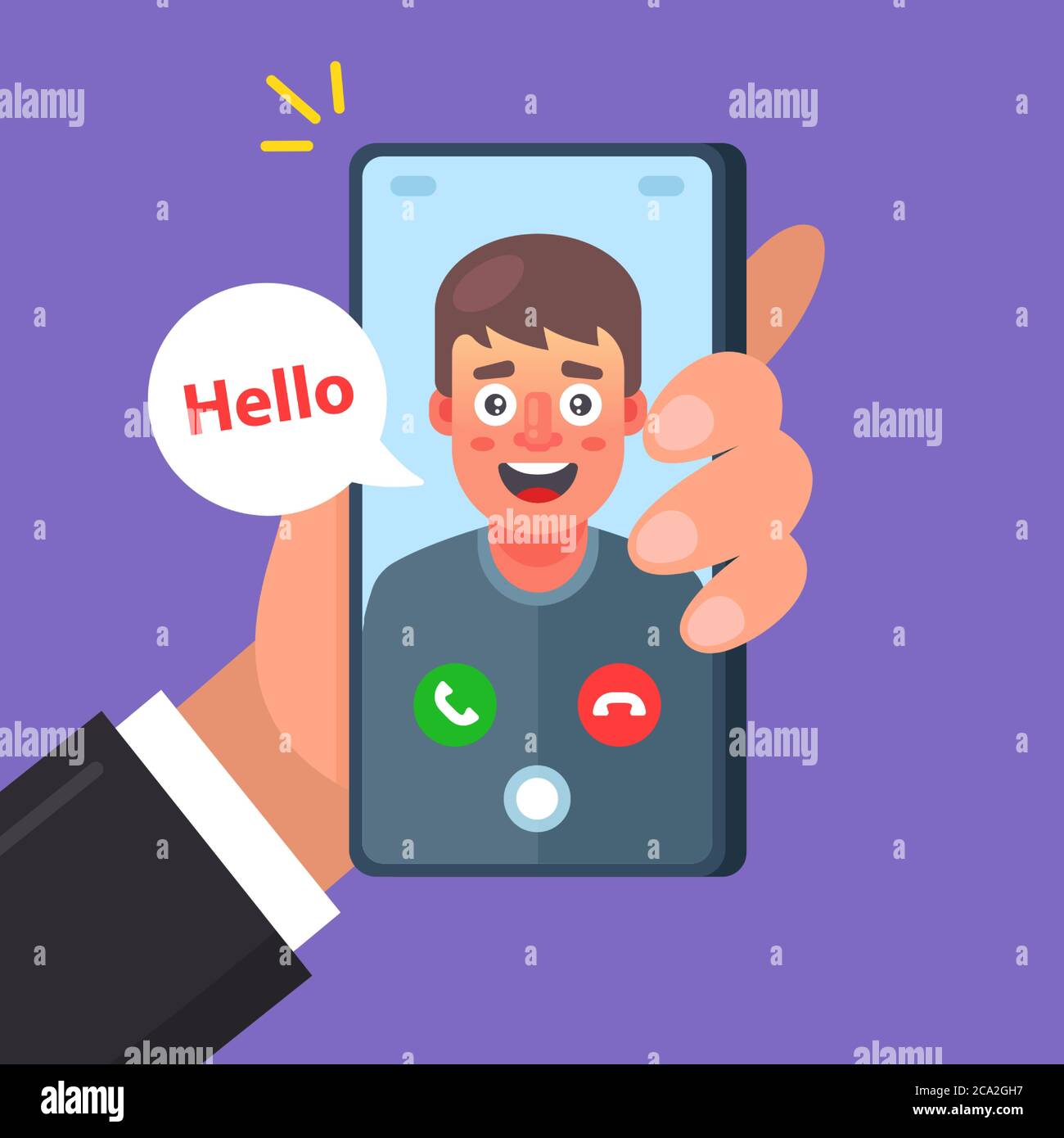 A friend is making a video call. conversation of two people. Flat ...