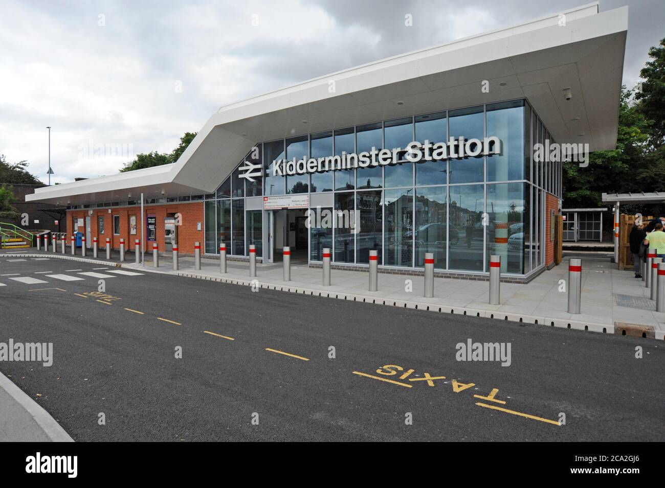 A view of the exterior of the new railway station building at ...