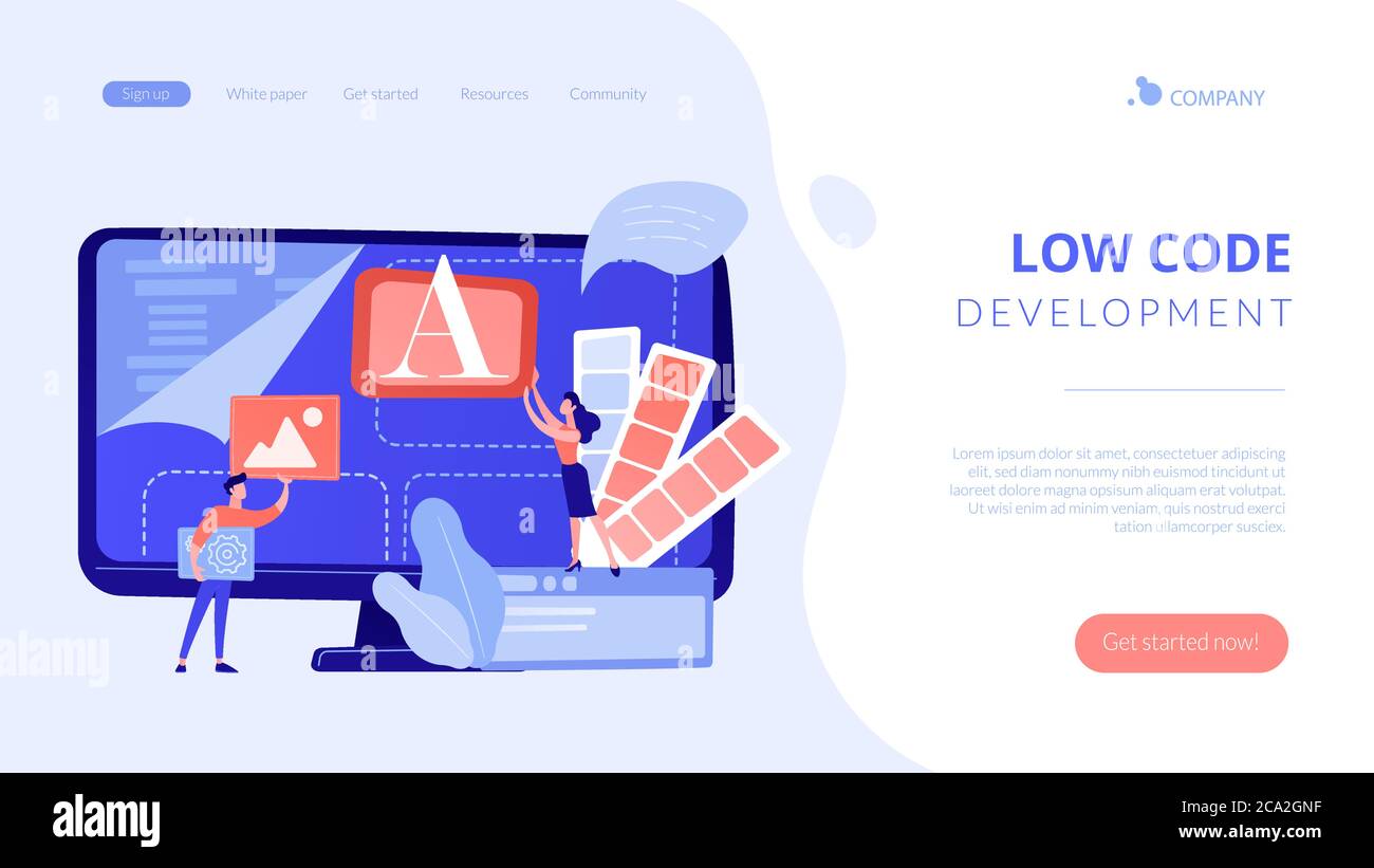Low code development concept landing page Stock Vector Image & Art - Alamy
