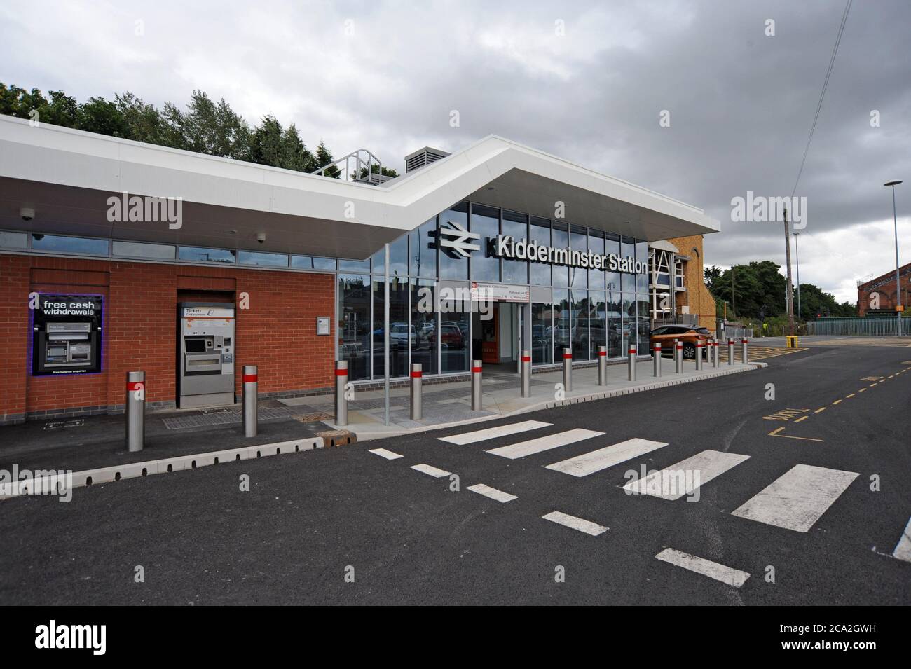 A view of the exterior of the new railway station building at ...