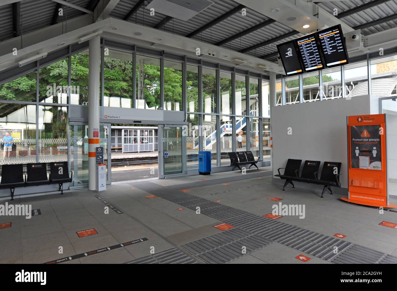 A view of the interior of the new railway station building at ...