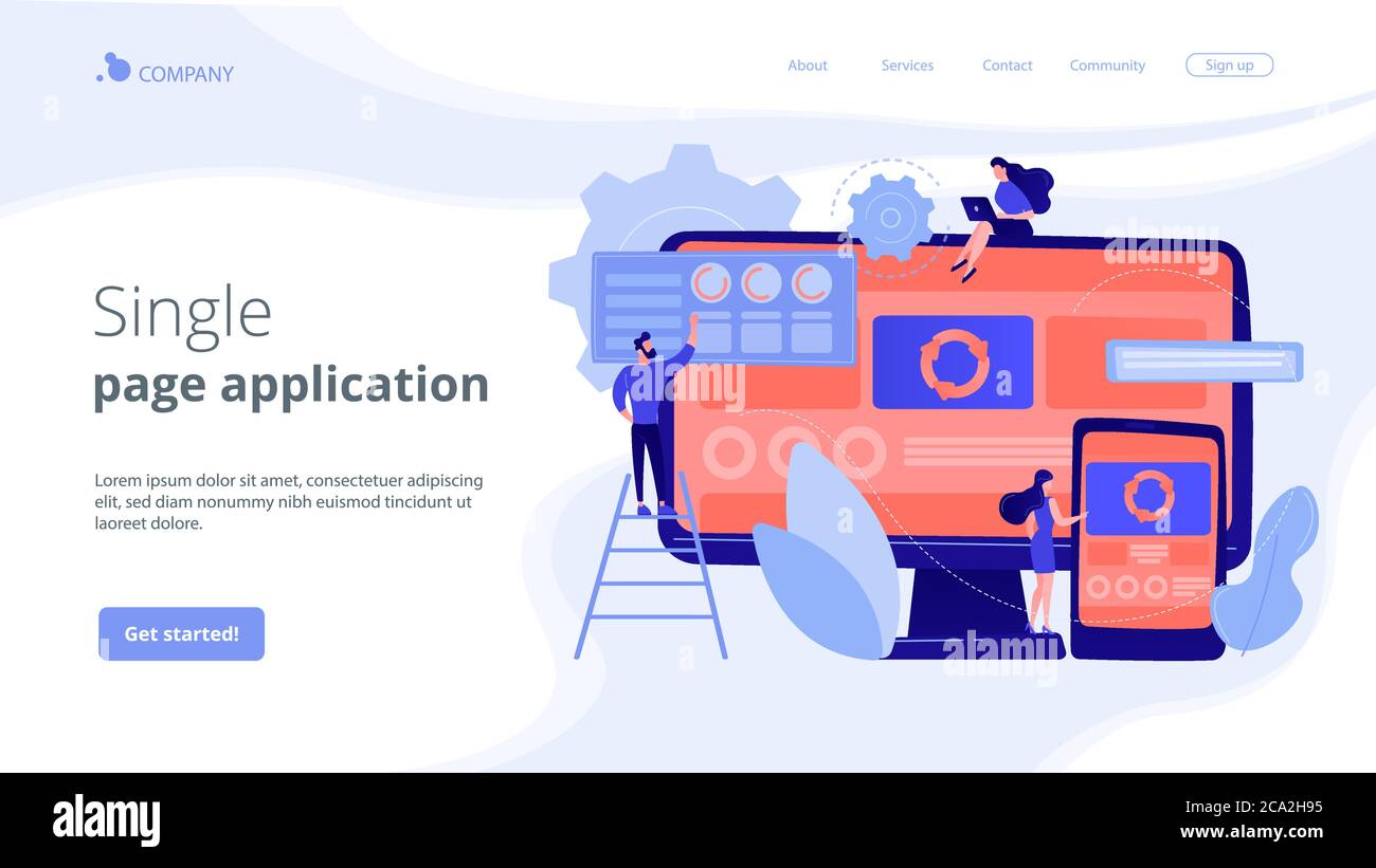 Single page application concept landing page Stock Vector Image & Art ...
