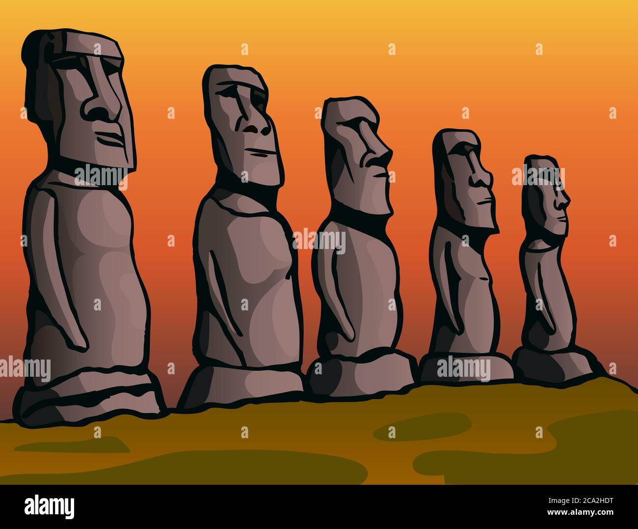 Easter Island. Stone idols Stock Vector Image & Art - Alamy