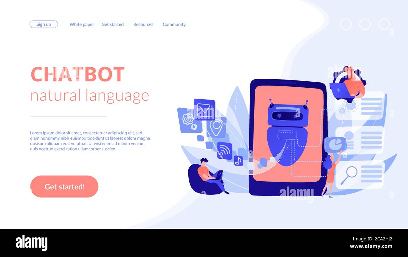 Natural language processing concept landing page Stock Vector Image ...