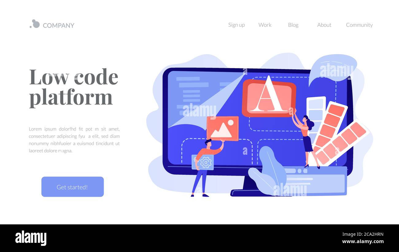 Low code development concept landing page Stock Vector Image & Art - Alamy