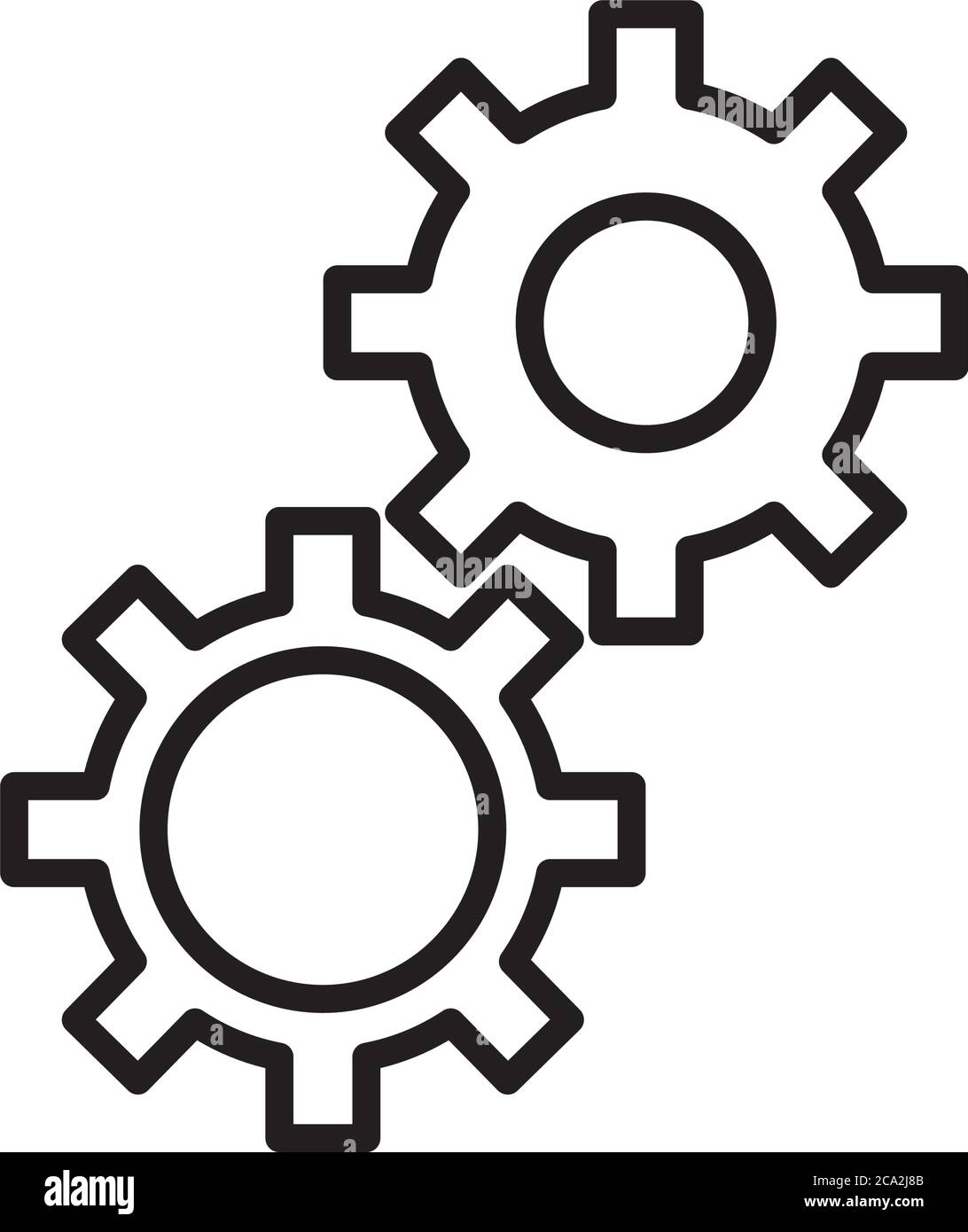 Technical service concept, gear wheels icon over white background, line ...