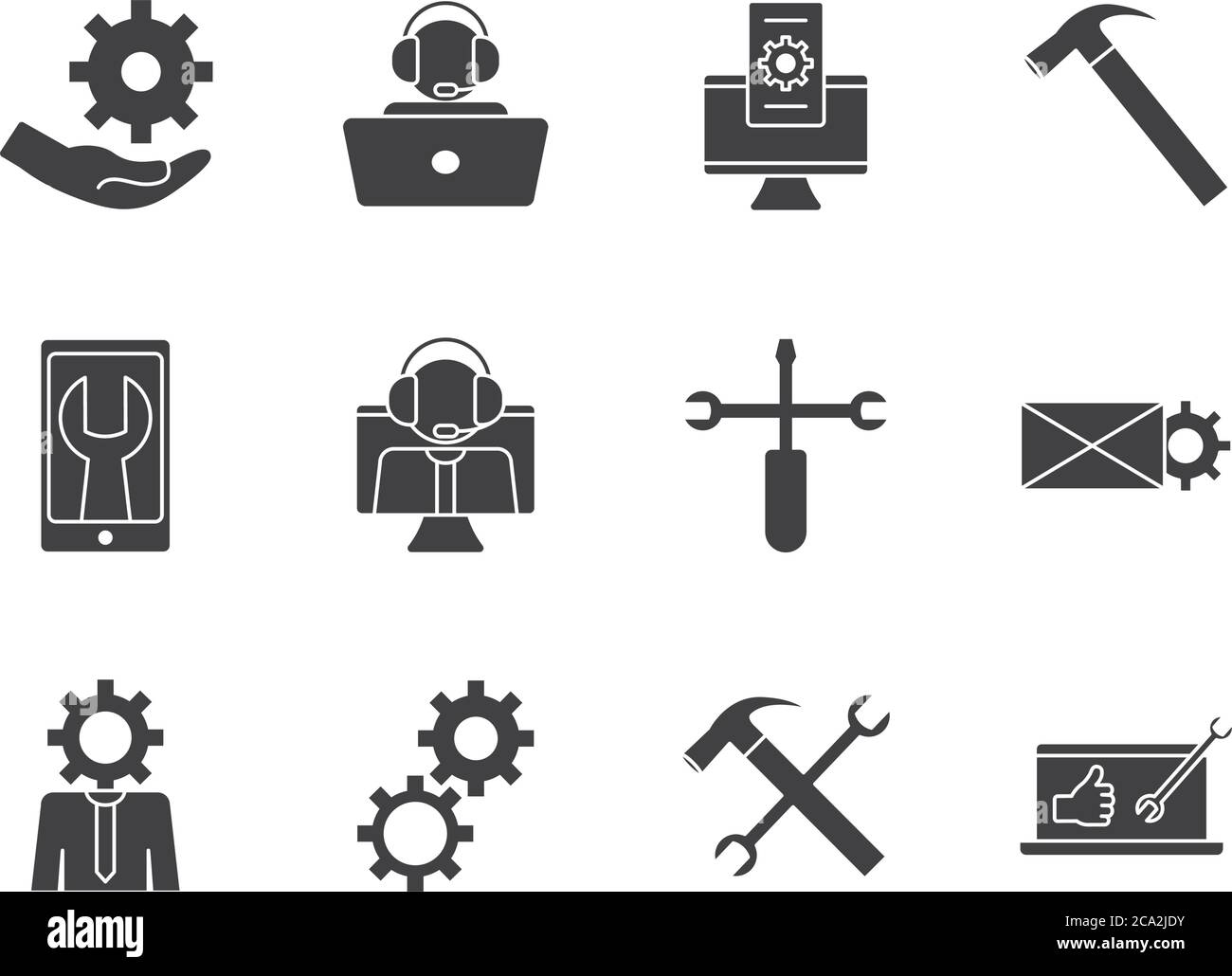 repair tools and technical service icon set over white background ...