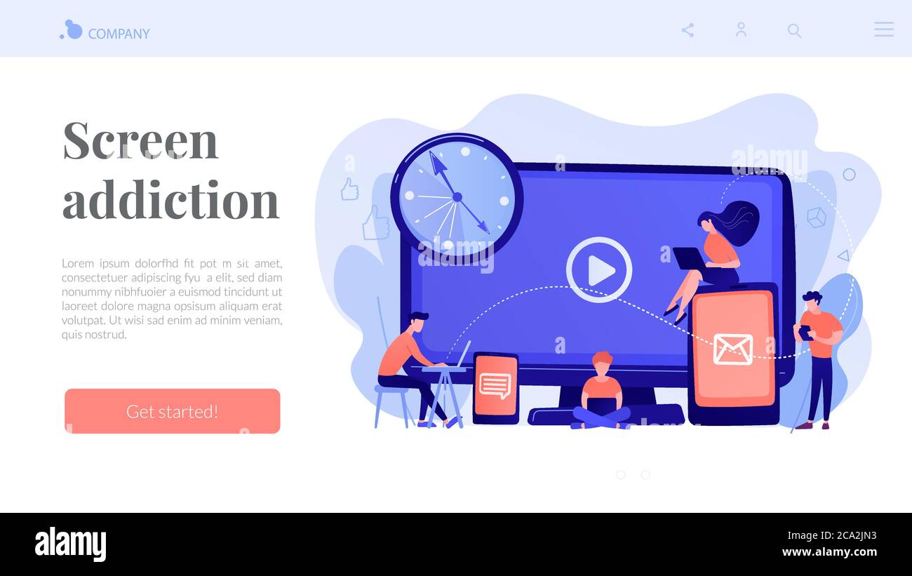 Screen addiction concept landing page Stock Vector Image & Art - Alamy