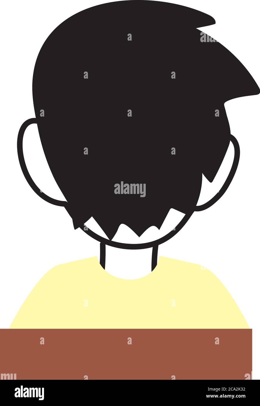 cartoon boy head from behind vector illustration design Stock Vector ...