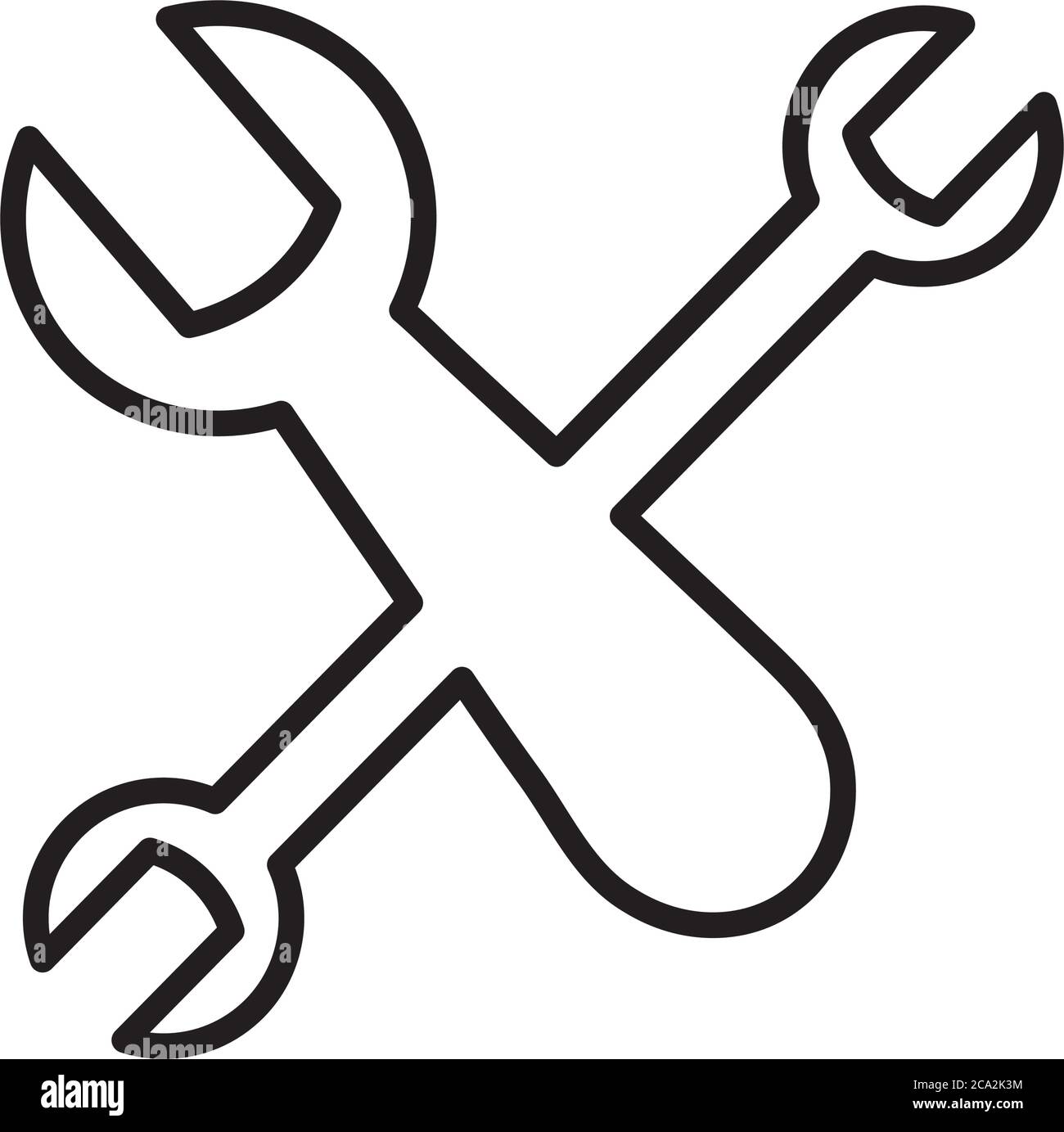 technical tools crossed over white background, line style, vector ...