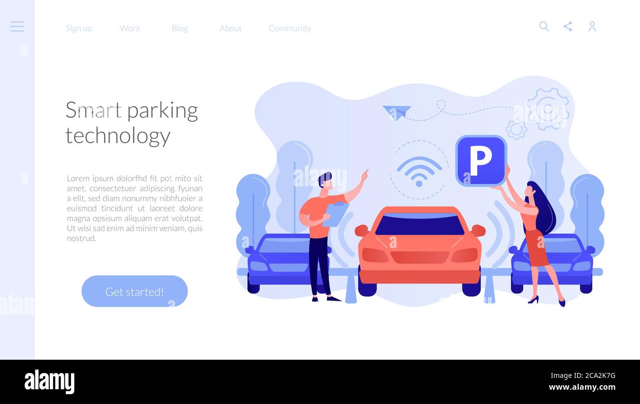 Self-parking car system concept landing page Stock Vector Image & Art ...