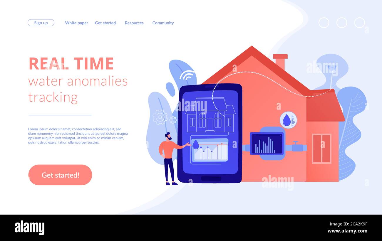 Water contamination detection system concept landing page Stock Vector ...