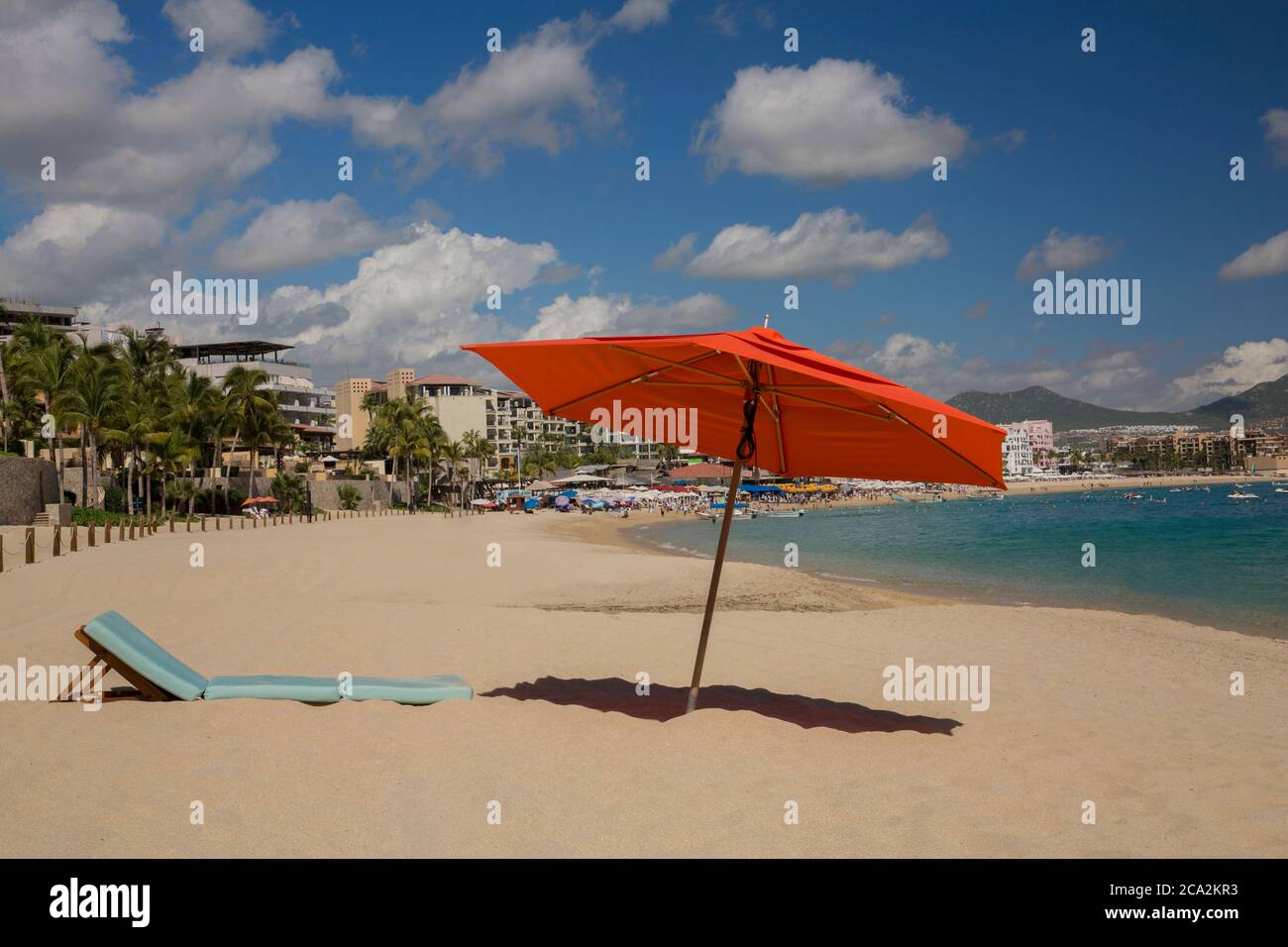 Popular beach on a mostly sunny day in Cabo San Lucas, Mexico Stock ...