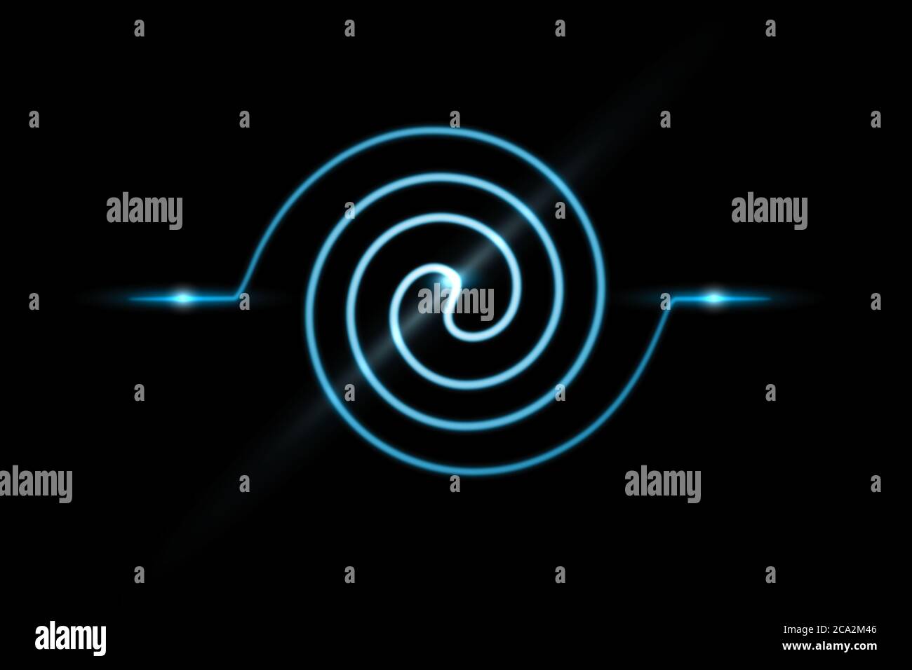 Abstract blue spiral line and swirl motion twisting circles with light ...