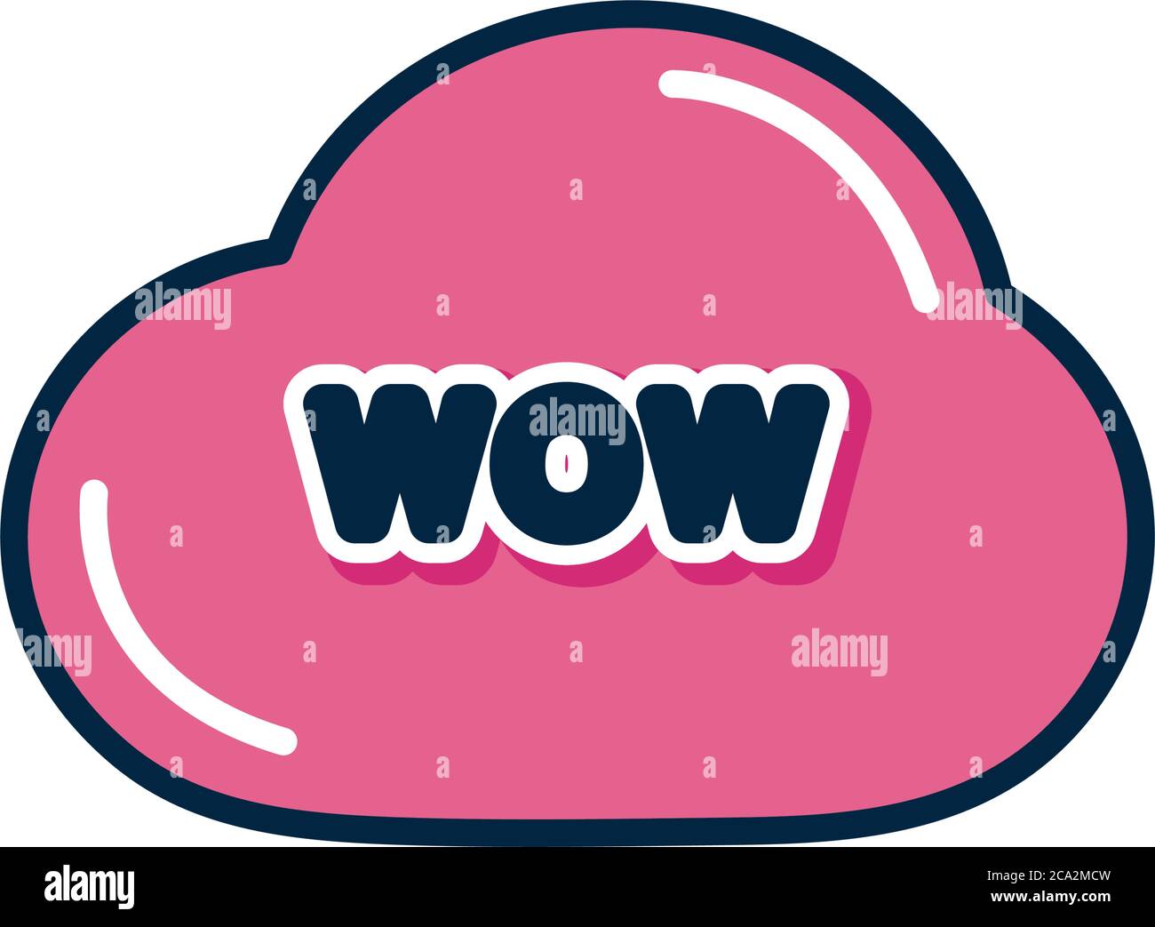 slang bubbles concept, pink cloud with wow word over white background ...