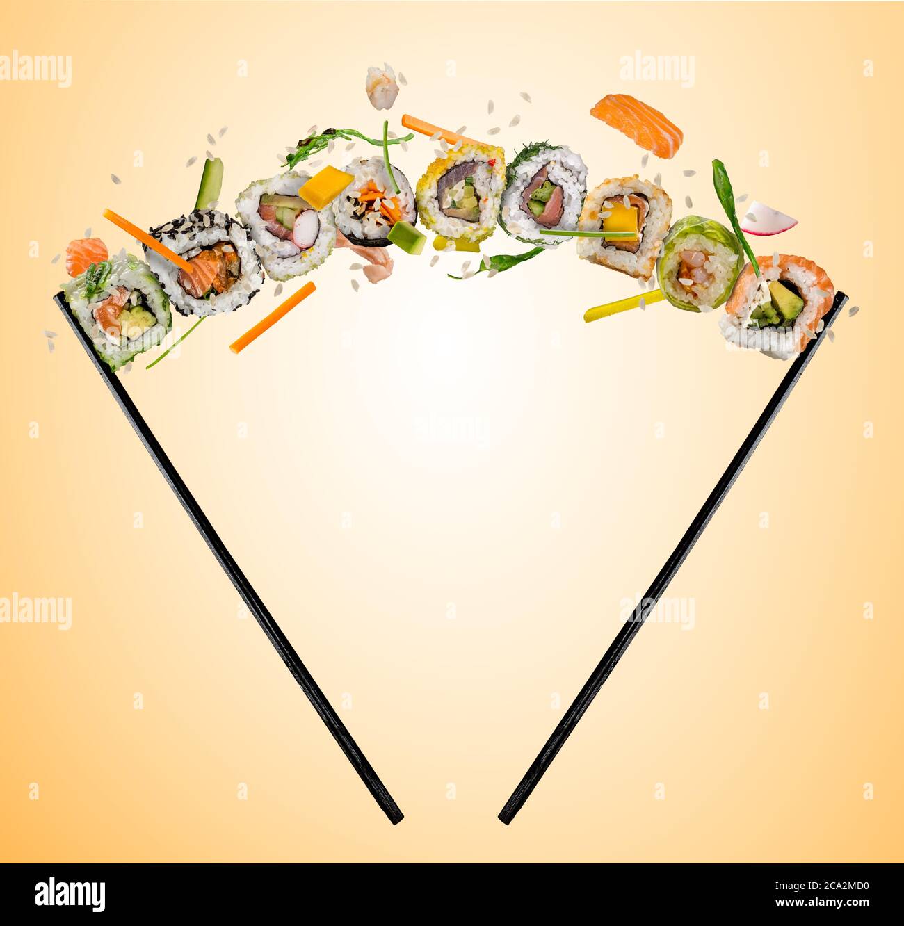 Flying sushi pieces placed between hi-res stock photography and images ...