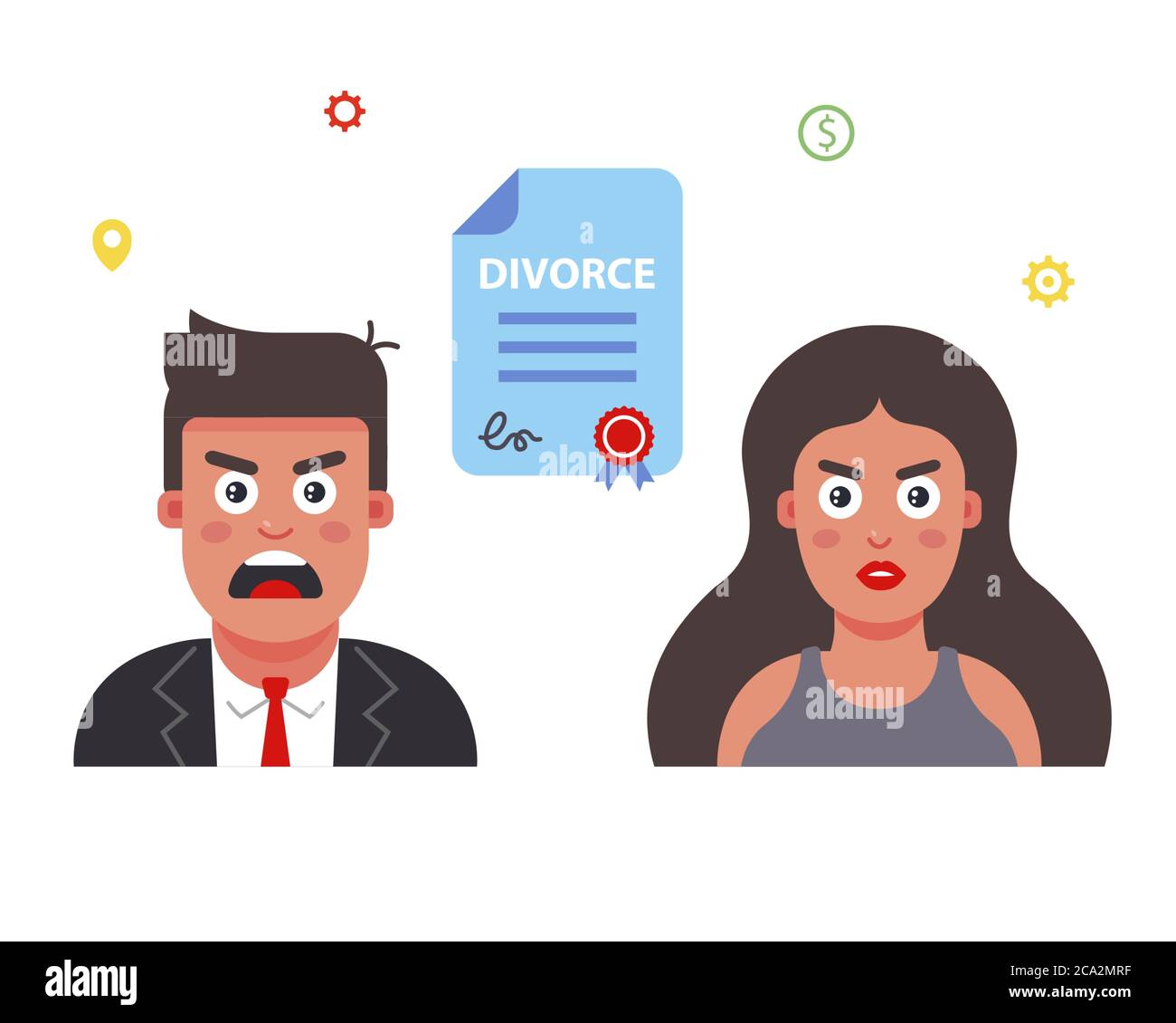 family destruction. sign a divorce document. Flat character vector ...