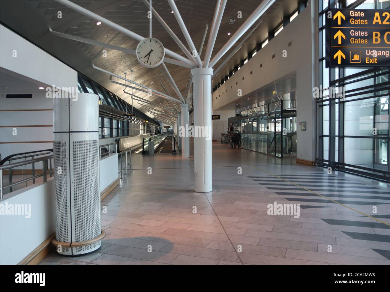 Denmark, Copenhagen airport in COVID times: view of Terminal 2 building ...