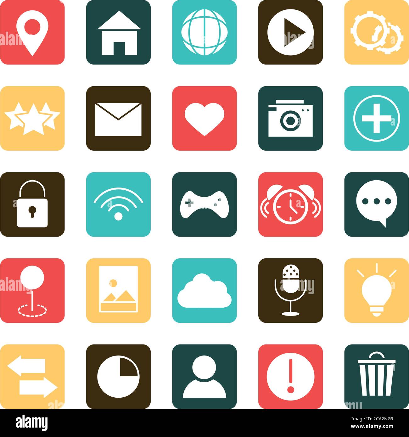 mobile application homepage email like camera wifi internet, web button ...