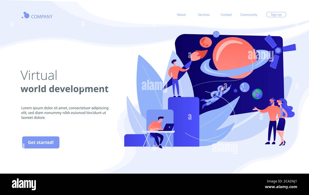 Virtual world development concept landing page Stock Vector Image & Art ...