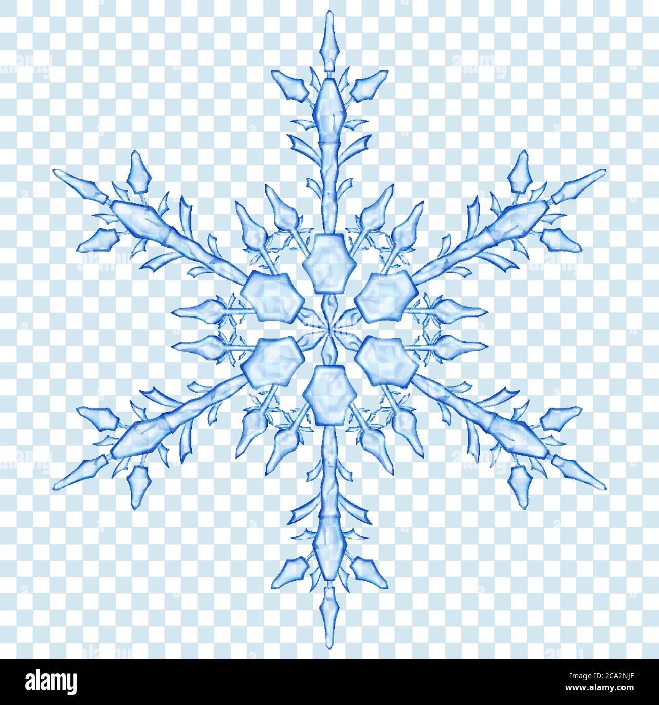 Big translucent Christmas snowflake in blue colors on transparent ...