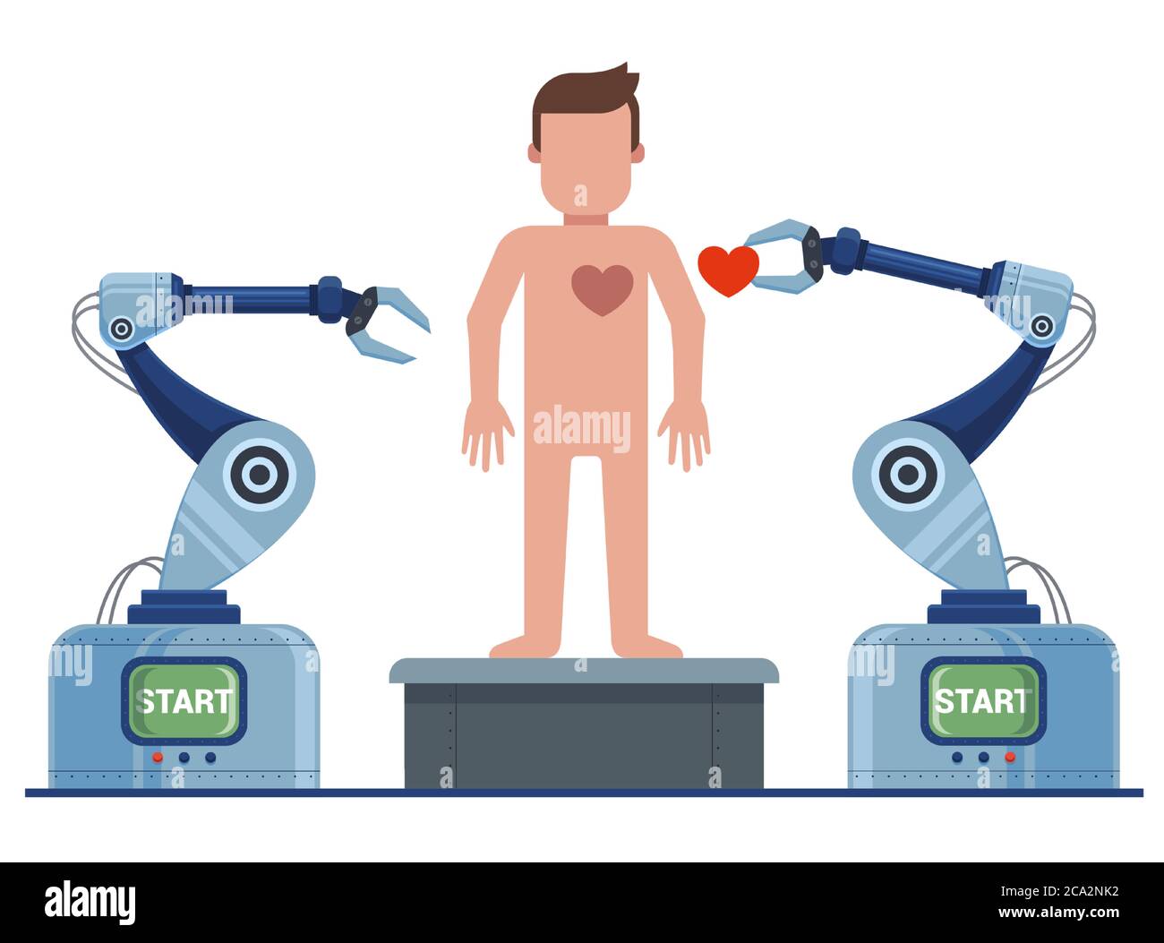 the creation of man on the conveyor. robot revives a man. Flat ...