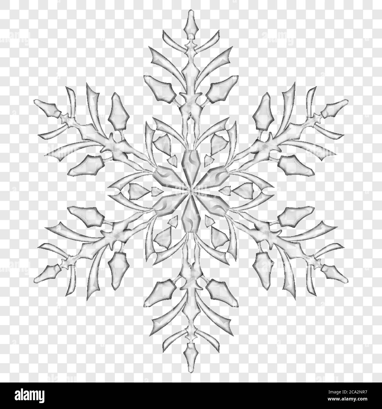 Big translucent Christmas snowflake in gray colors on transparent ...