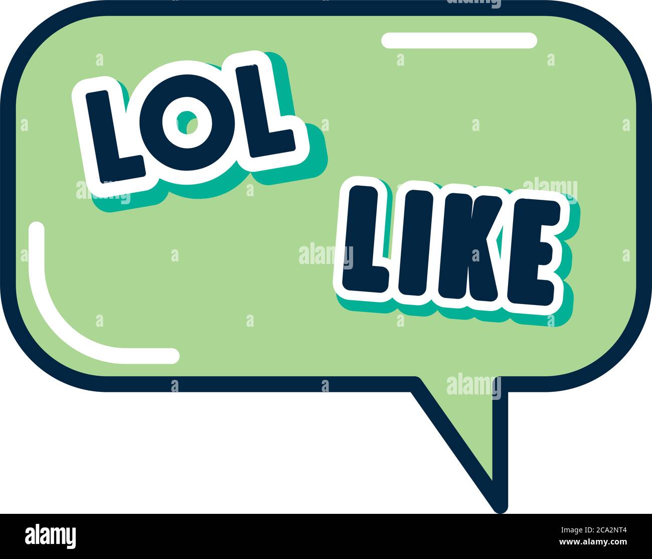 slang bubbles concept, square bubble with lol and like words icon over ...