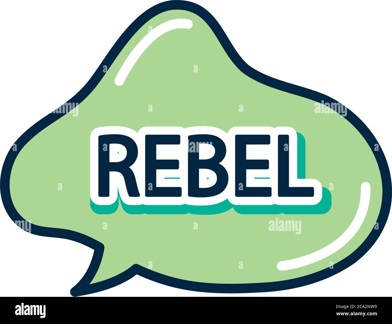 slang bubble concept, speech bubble with rebel word over white ...