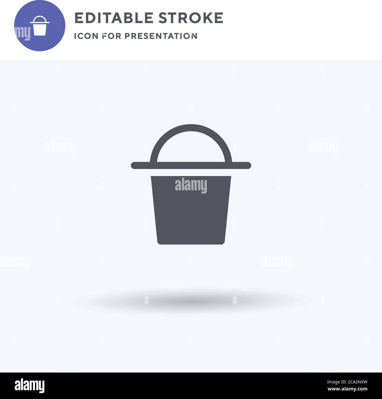 Bucket icon vector, filled flat sign, solid pictogram isolated on white ...