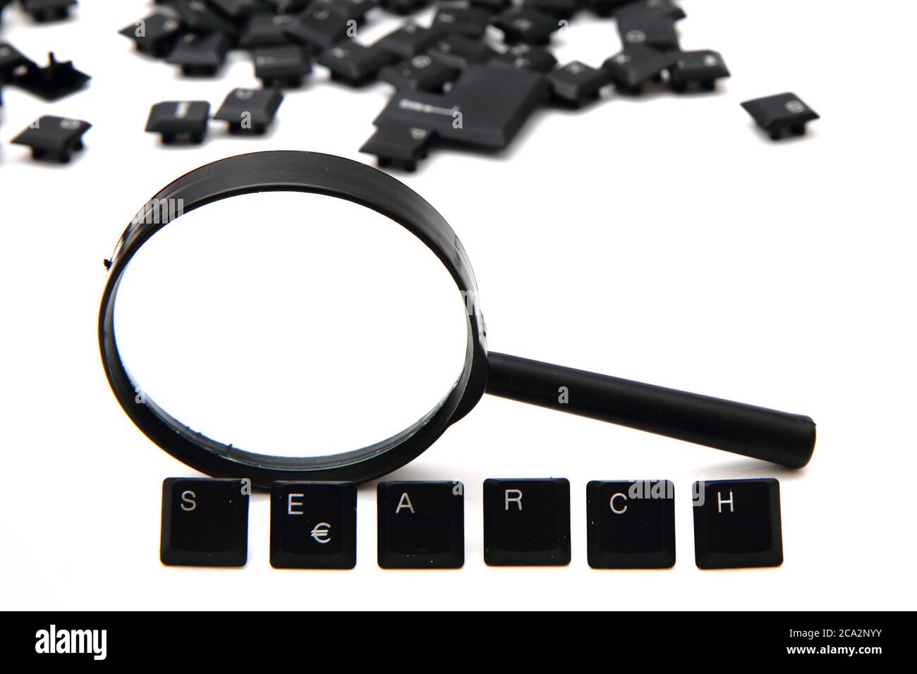 search (keyboard keys) and magnify glass isolated on the white ...