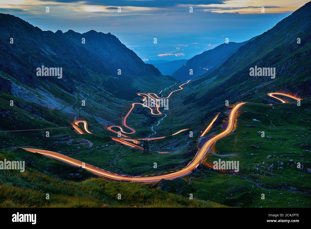 The Transfagarasan highway in Romania at night time Stock Photo - Alamy