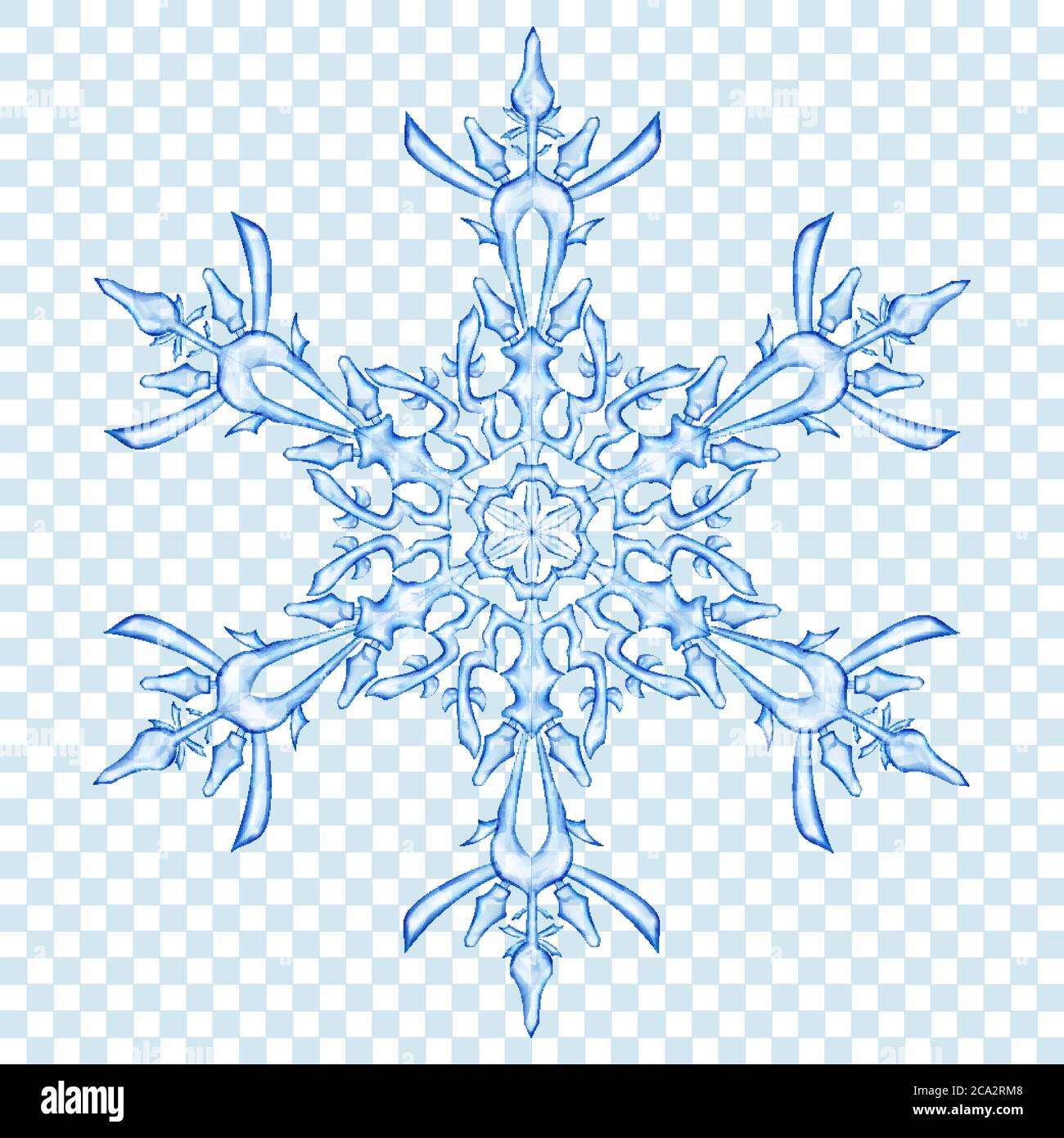 Big translucent Christmas snowflake in blue colors on transparent ...