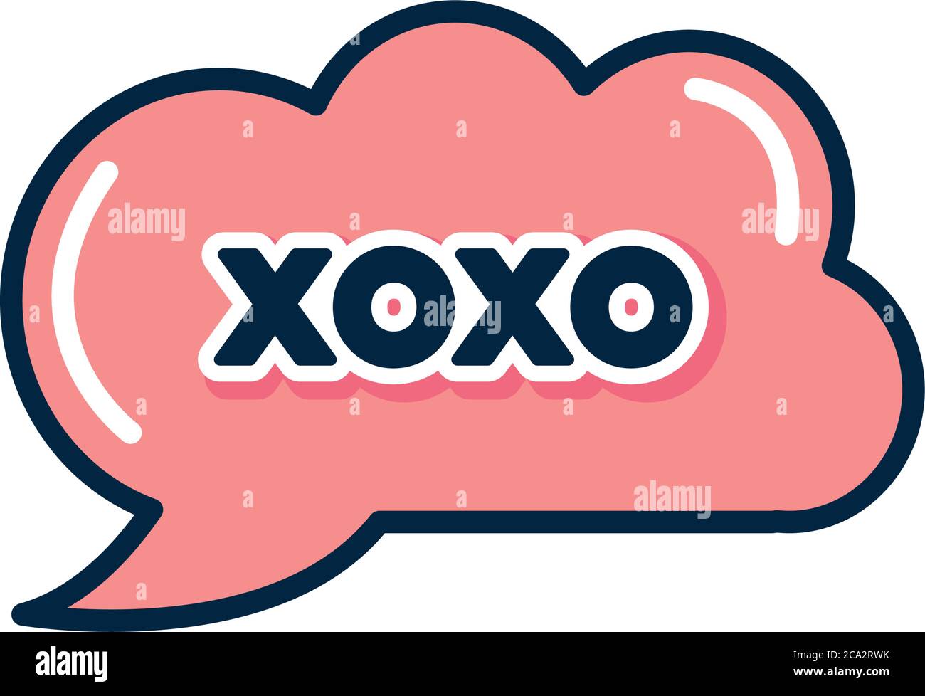 slang bubble concept, pink cloud with xoxo word icon over white ...