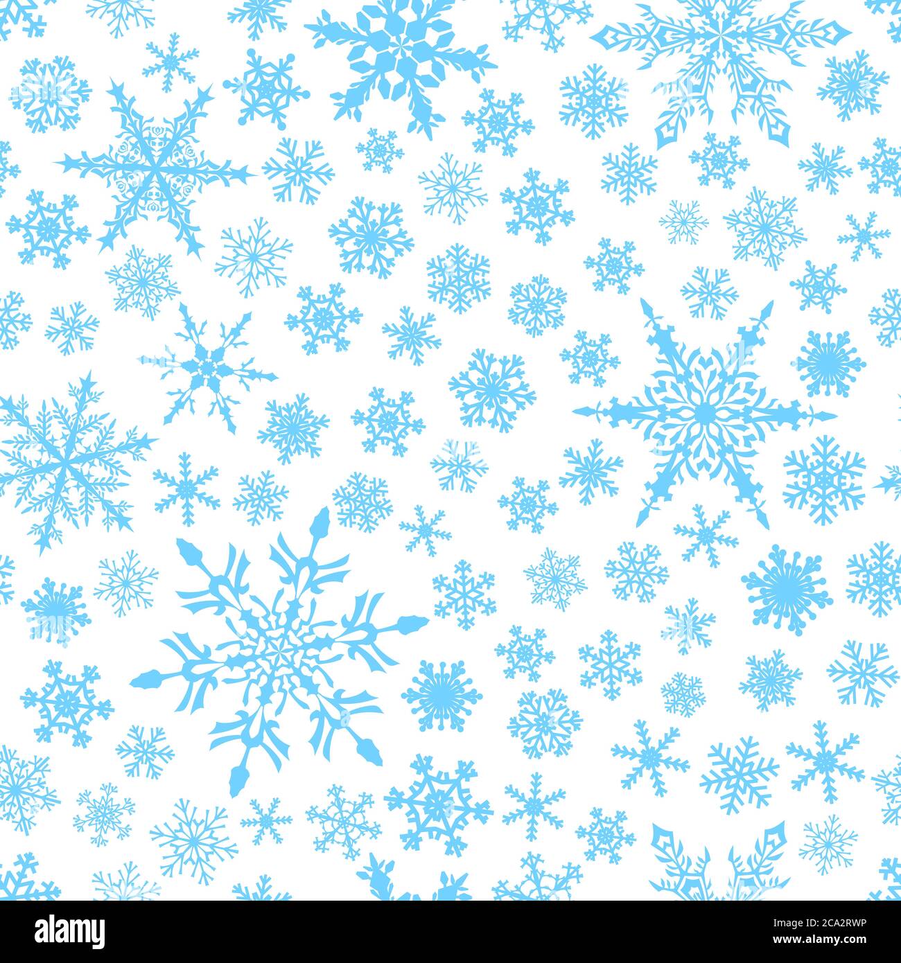 Christmas seamless pattern of snowflakes, light blue on white ...
