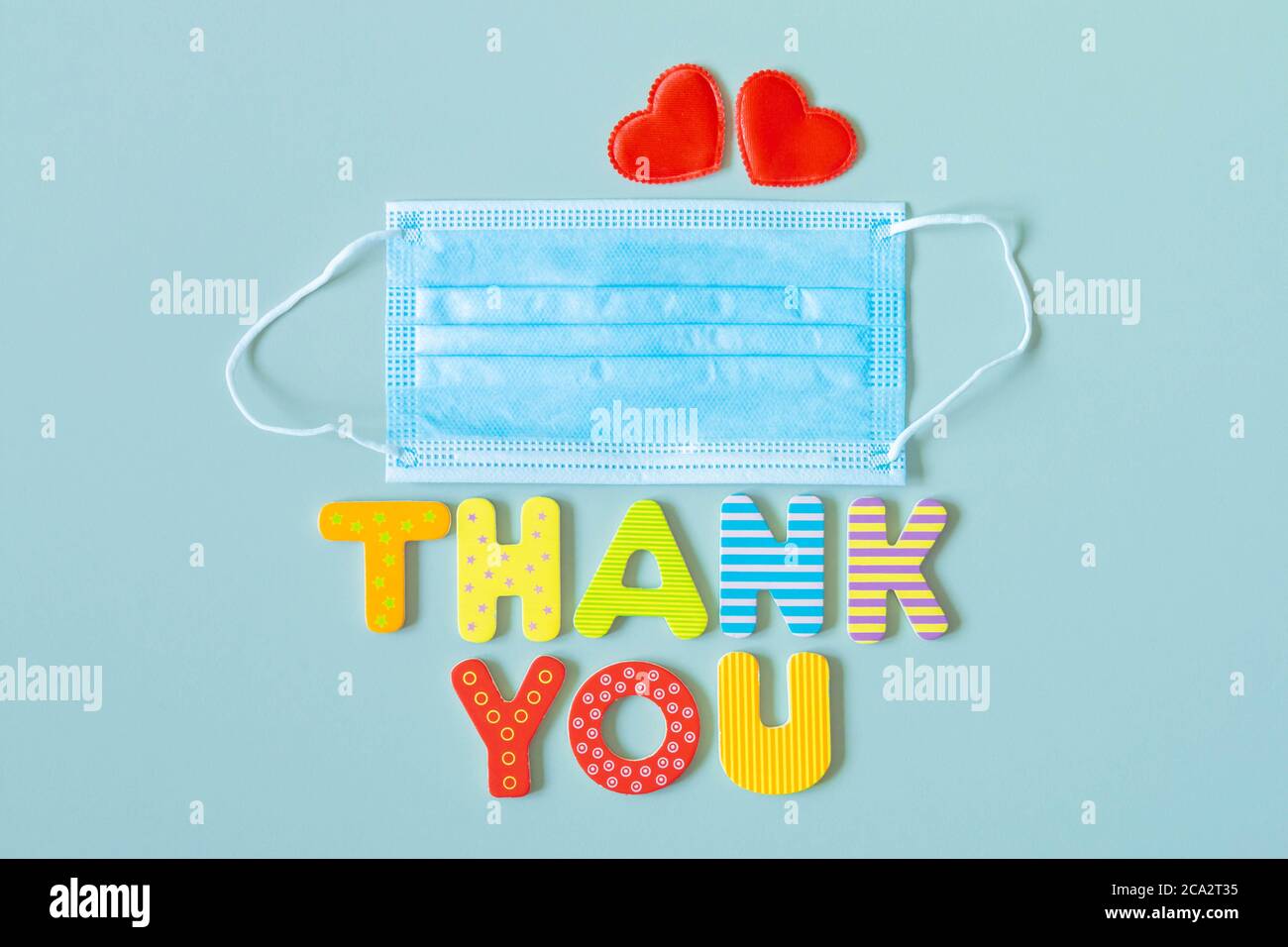 Thank you words with face protective mask. Disposable medical face mask ...